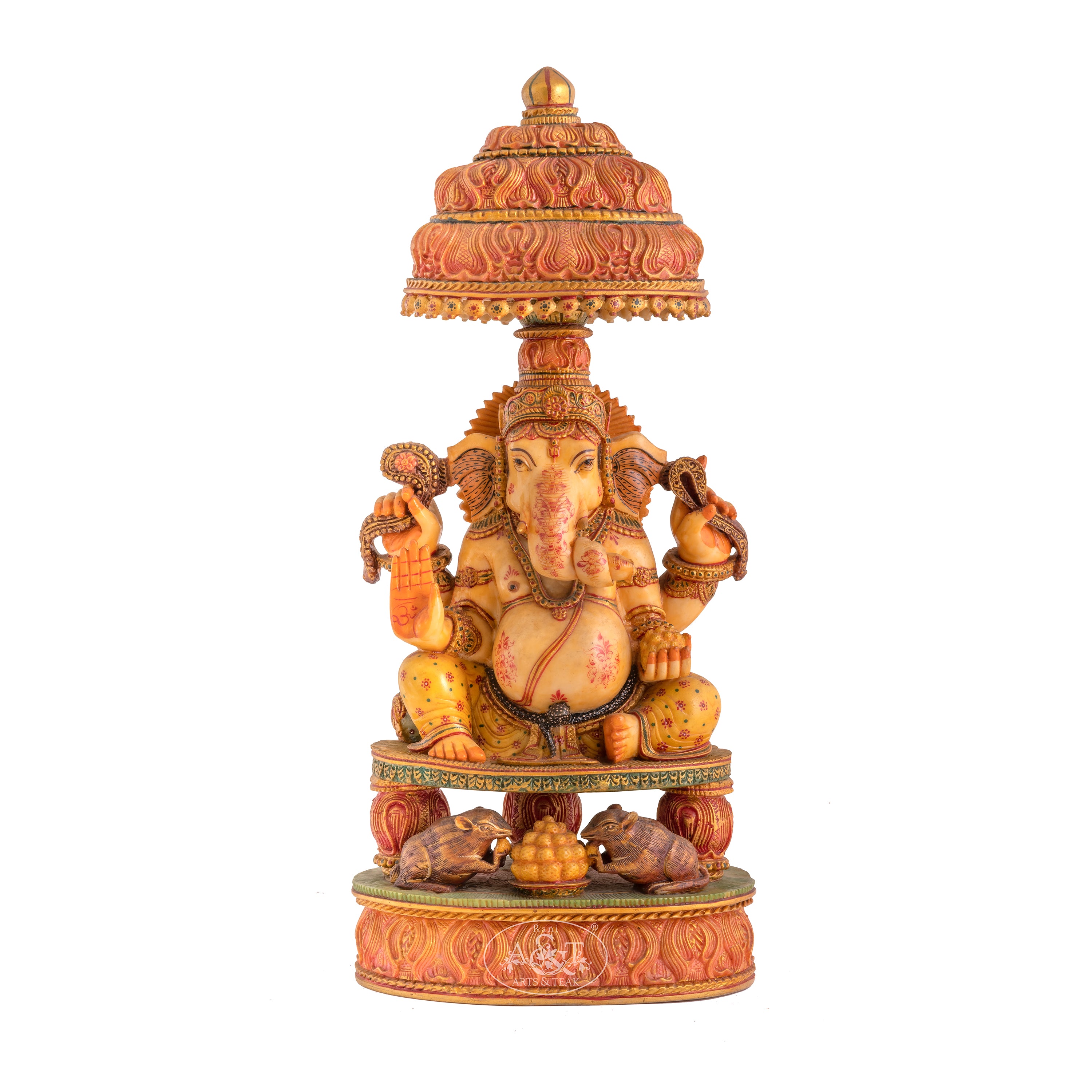 Marble Seated Chattar Ganesh - Rani Arts & Teak – RANI ARTS & TEAK