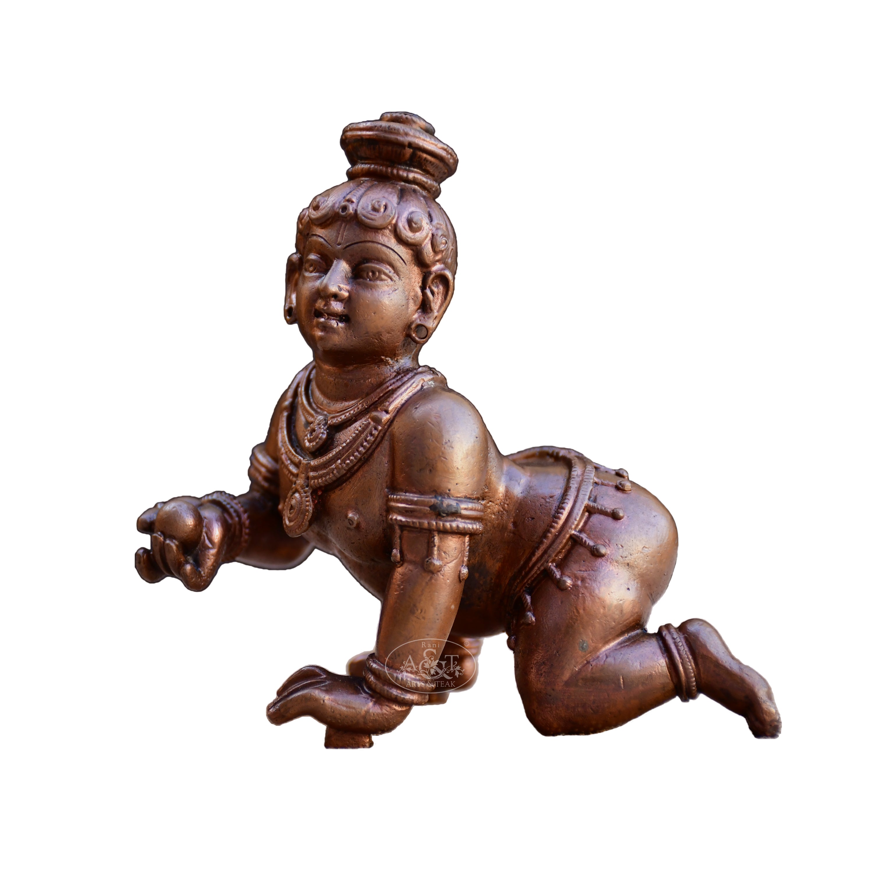 Copper Crawling Bala Krishna - Rani Arts & Teak – RANI ARTS & TEAK