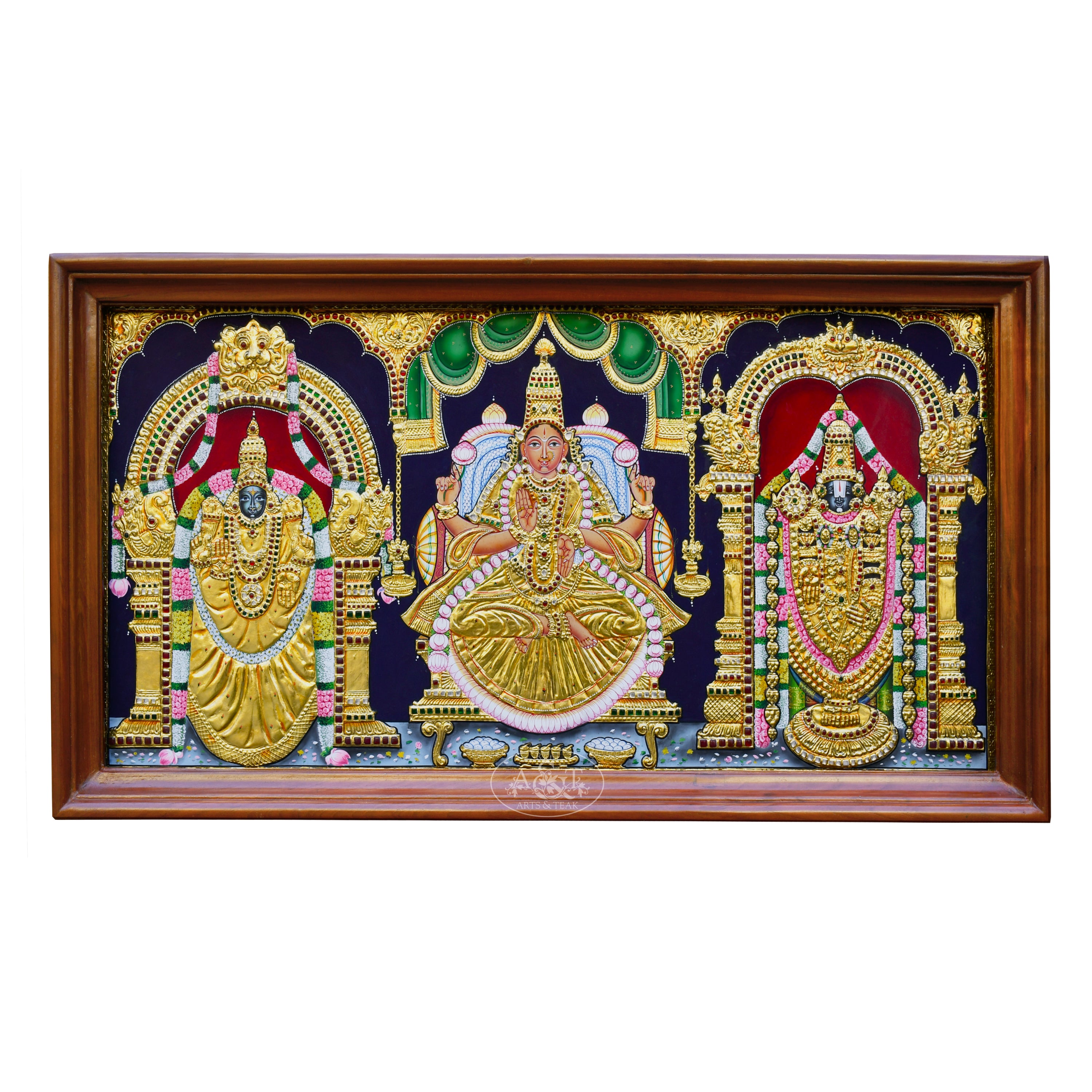 Balaji and Padmavathi Thayar with Lakshmi -Tanjore Painting - Rani Arts ...