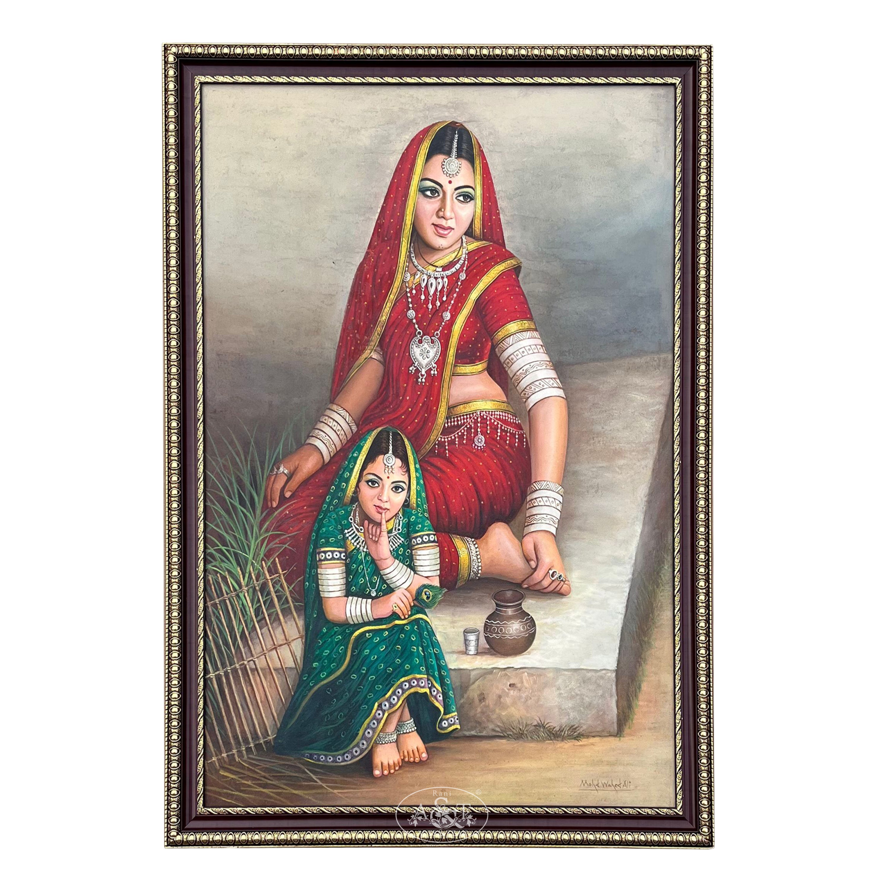 Gypsy Girls oil painting on canvas - Rani Arts & Teak – RANI ARTS & TEAK