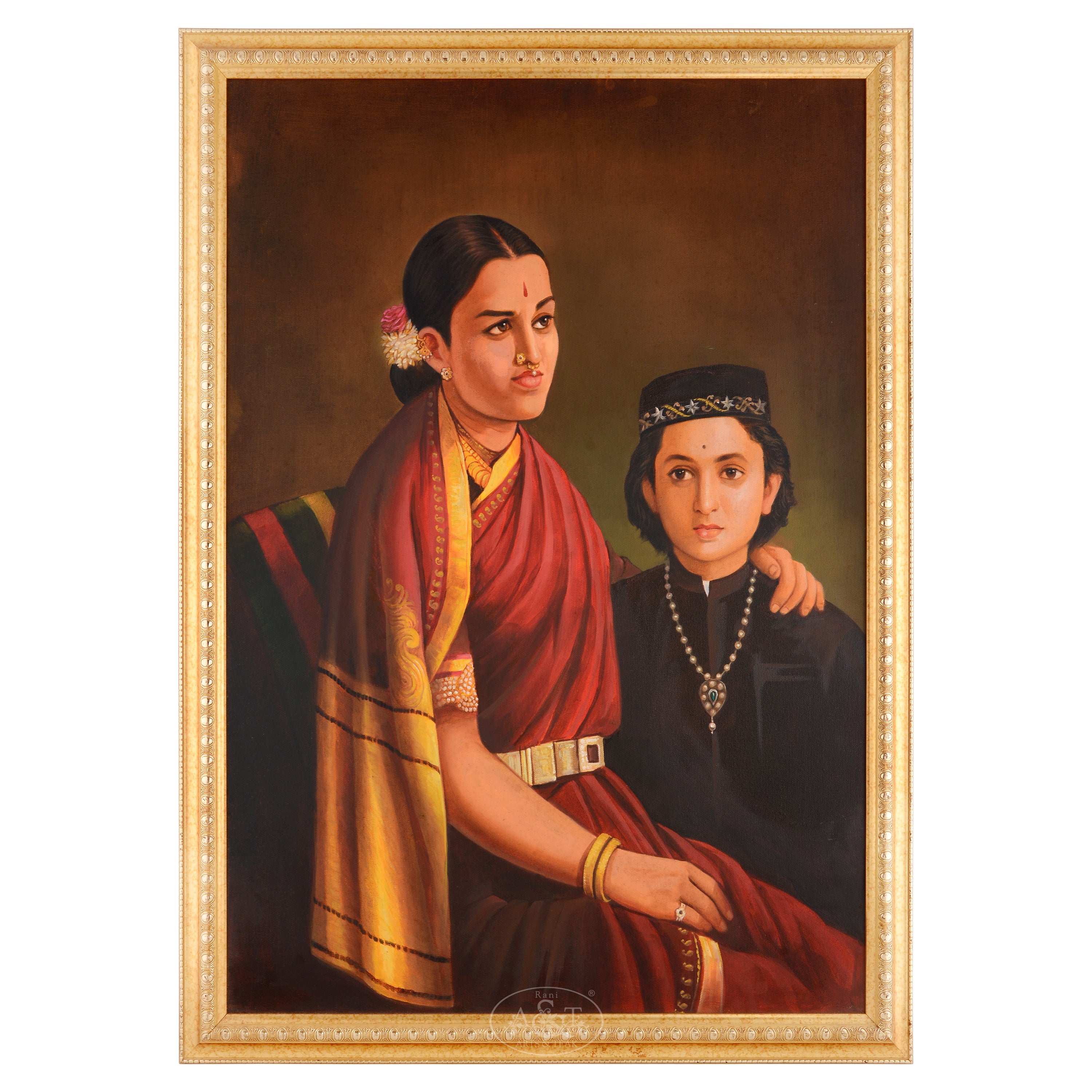 Mrs Ramanadha Rao and Son - Ravi Varma Replica – RANI ARTS & TEAK