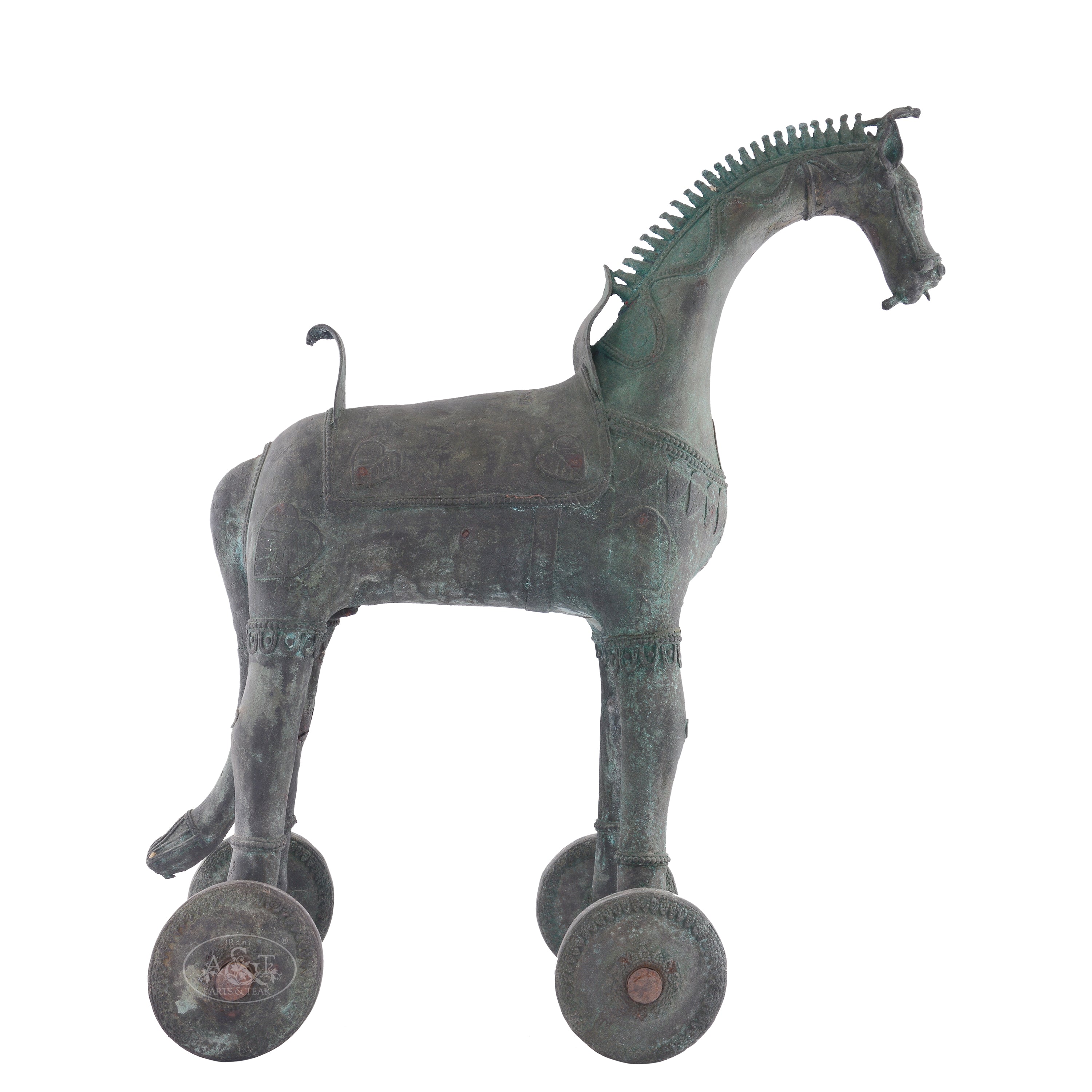 Dokra Horse on Wheels sculpture - Rani Arts & Teak – RANI ARTS & TEAK