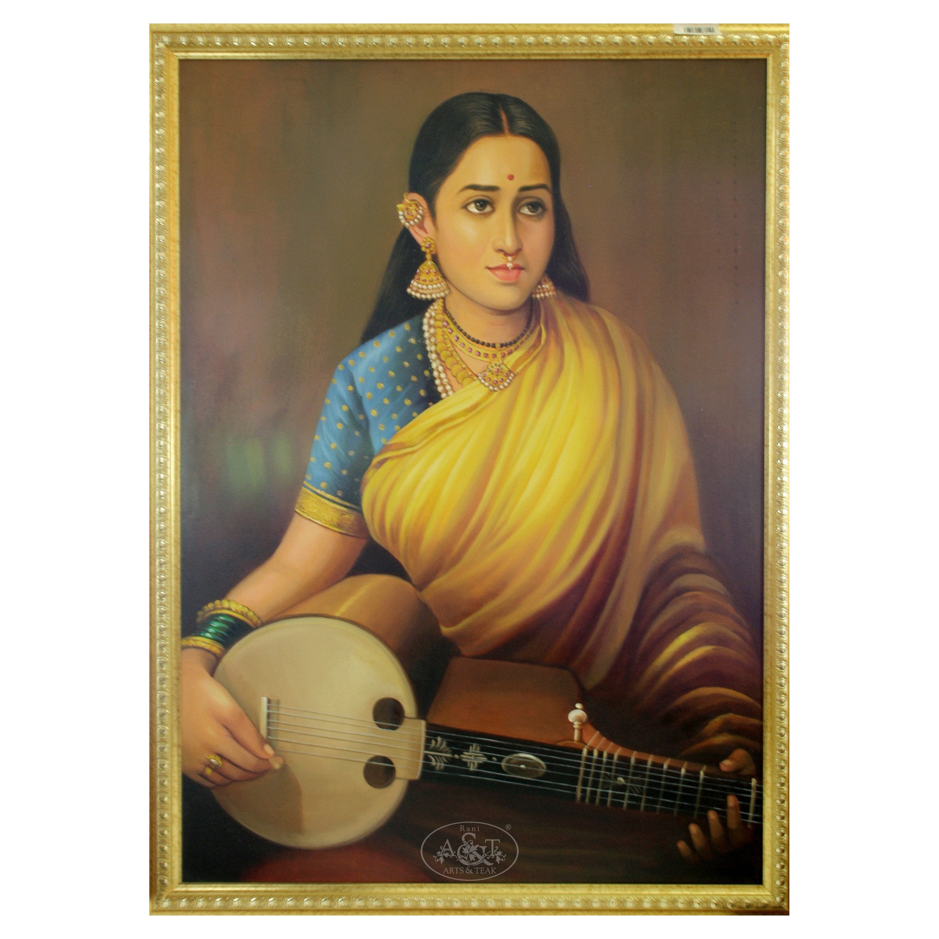 Lady with Swarbat -Ravi Varma Replica – RANI ARTS & TEAK